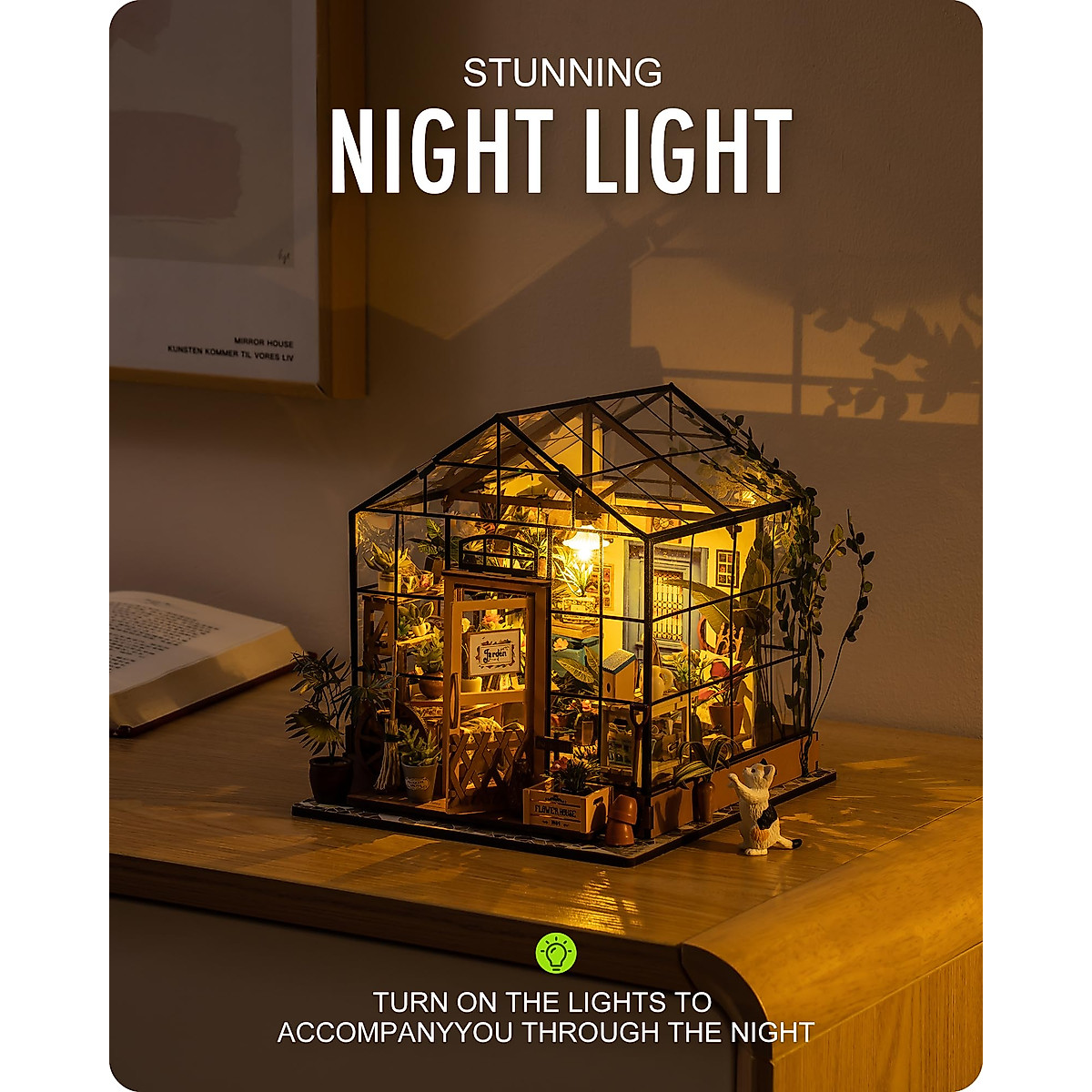 Rolife DIY Miniature House Kit Greenhouse, Tiny for Adults to Build, Mini House Making Kit with Furnitures, Halloween/Christmas Decorations/Gifts for Family and Friends (Cathy's Greenhouse)