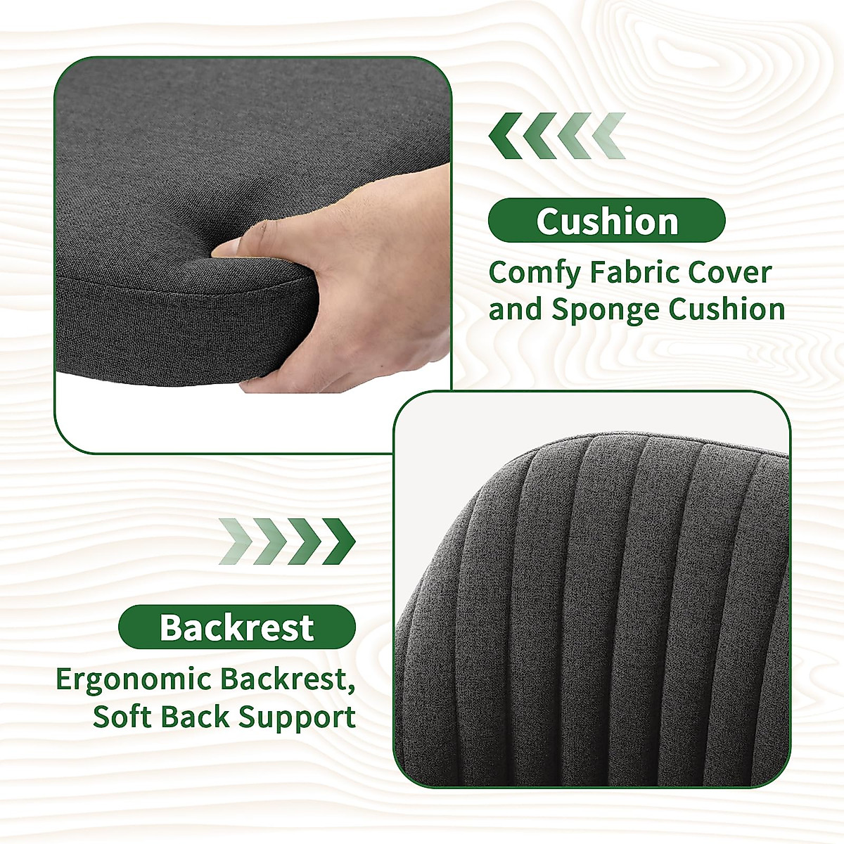 Armless Desk Chair with Comfortable Fabric Cover,Modern Home Office Chairs with Swivel Wheels for Computer Task Chairs Cute Vanity Chairs Adjustable Height for Living Room,Bed Room,Conference Office