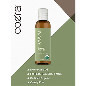 Coera Neem Oil | 4 fl oz | Certified Organic | Moisturizing Oil for Face, Hair, Skin, & Nails | Free of Parabens, SLS, & Fragrances