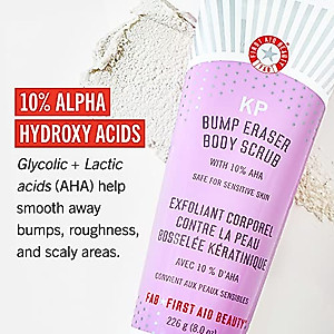 First Aid Beauty KP Bump Eraser Body Scrub Exfoliant for Keratosis Pilaris with 10% AHA – 8 oz