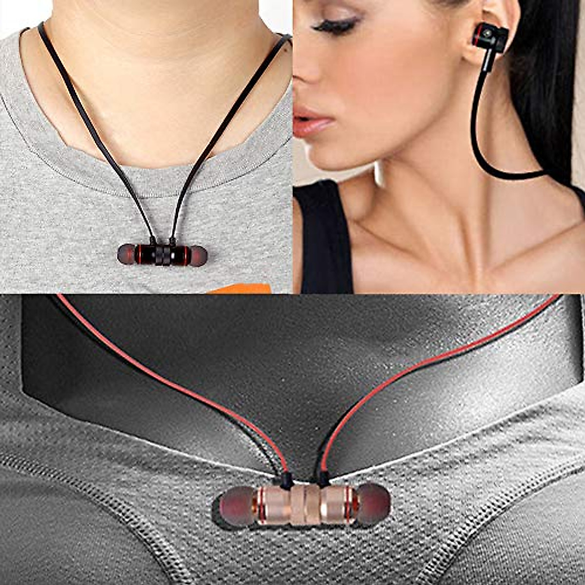 heave Wireless Headphones,Bluetooth 4.1 Waterproof Stereo Sound Bluetooth Headphones Magnetic Sport Earphones with Mic for Running, Workout, Gym Black