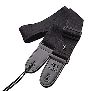 H&Z Simple Guitar Strap Acoustic Folk Guitar Belt Straps Vintage Cross Personality Guitar Straps Pick Pocket Guitar Accessories (black)