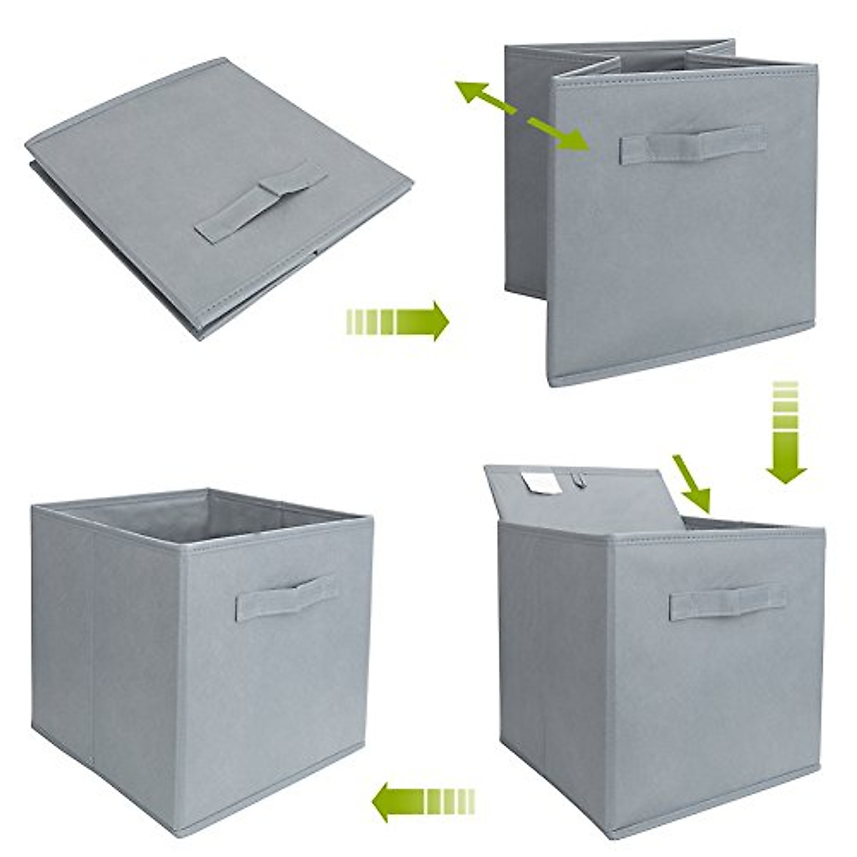 EZOWare Set of 12 Foldable Basket Bin Collapsible Storage Cube for Nursery, Kids Toys Organizer, Shelf Cabinet - (Pale Dogwood + Gray)