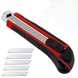 Utility Knife - Retractable Box Cutter Utility Knife for Cartons,Cardboard and Boxes, 5pcs Sharp Rust Proof Razor Snap Off Blades Set,Smooth Mechanism, Perfect for Office and Home Use