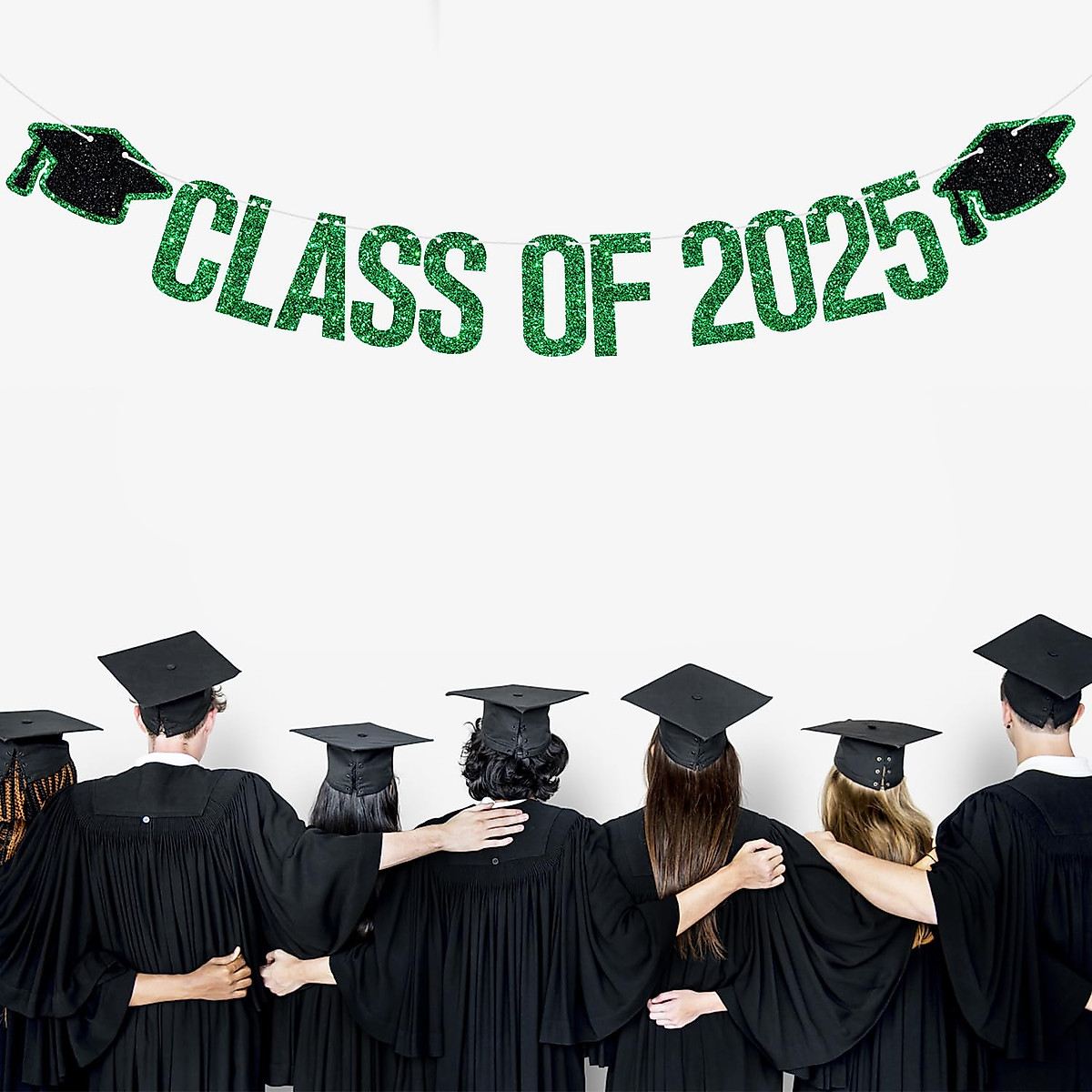 Class of 2023 Banner - 2023 Graduation Decorations, Congrats Grad Decorations, High School College Graduation Party Decoration Supplies Green Glitter