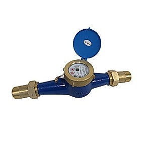 PRM 1-1/4 Inch NPT Multi Jet Water Meter, Brass Body - Not for Potable Water