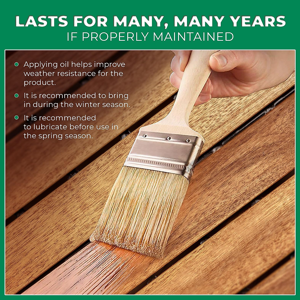 Deck Tile (Pack of 10, 12"x12") Hardwood Deck Tile, Interlocking Patio Tile in Solid Acacia Wooden Oiled Finish Waterproof All Weather Perfect for Indoor Outdoor 6 Slat (Acacia Wood- 10 Pcs, 6 Slat)