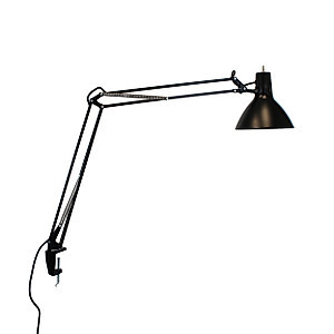 Luxo LS1ABK LS 23W CFL Task Light, 45" Powder-Coated Arm with External Springs, Edge Clamp, Black