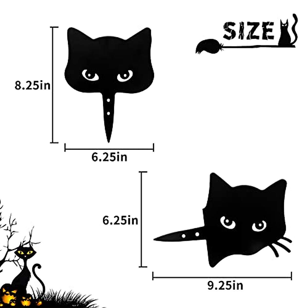 Halloween Black Cat Decorations Peeping Animal Metal Art Halloween Home Decor Outdoor Ornaments Cat Courtyard Lawn Gift Ideal for Cat Lovers Gift Animal Silhouette Set of 2