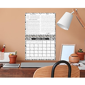 2024-2025 Academic Year 12 Months Student Calendar/Planner for Wall & Desk & 3-Ring Binder, for School, Teacher, Student (Black&White Paisley Edition #010)