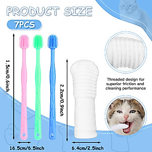 LLOUSSAK 7Pcs Dog Toothbrush Cat Toothbrush Small Dog Puppy Tooth Brushing Kit Finger Toothbrush 360 ° Dog Toothbrush for Puppy, Small Dog and Cat