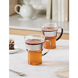 Bodum ASSAM Coffee Glass Set (Metal Handle, Dishwasher Safe, 0.35 L/12 oz) - Pack of 2, Shiny