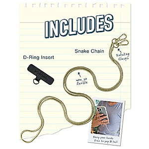 Smartish Phone Lanyard - Case Clinger - Universal iPhone Holder with Detachable Crossbody Shoulder Neck Strap - Gold Snake Chain