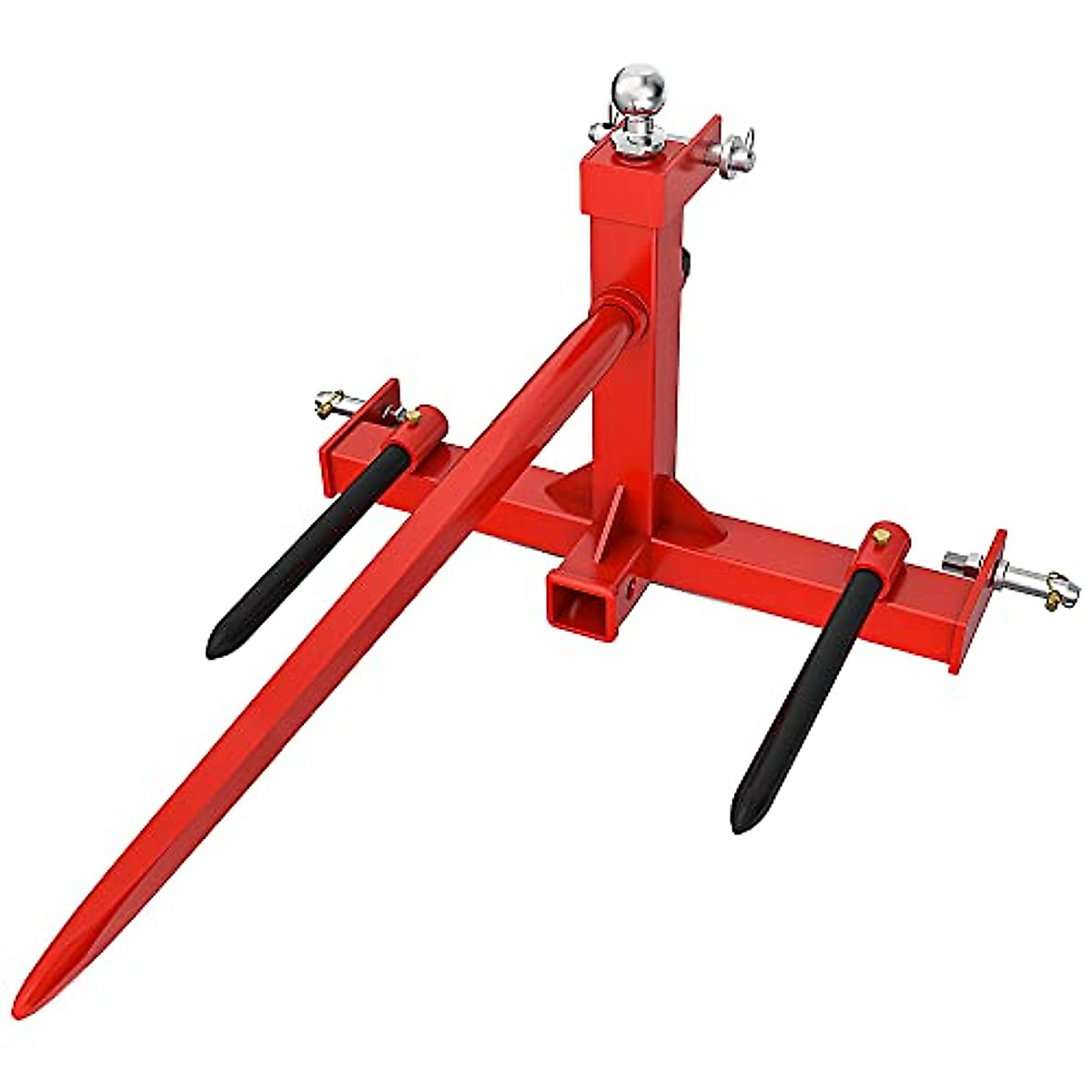 YINTATECH 49” Hay Spear 3000lbs Capacity and 2 Stabilizers Spear with 3 Point Trailer Hitch 2" Receiver with Trailer Ball Gooseneck Drawbar for Category 1 Tractor