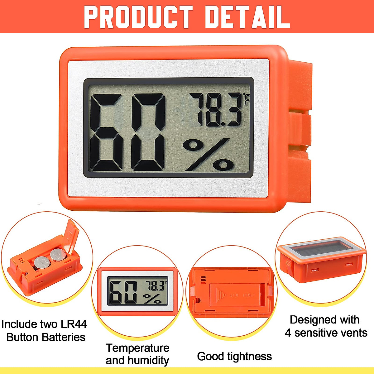 24 Pcs Temperature Humidity Meters Electronic Gauge Indoor Thermometer Hygrometer Small Humidity Meter Monitor Digital Hygrometer Mini LCD Display Fahrenheit for Garden, Fridge, Cellar, Closet