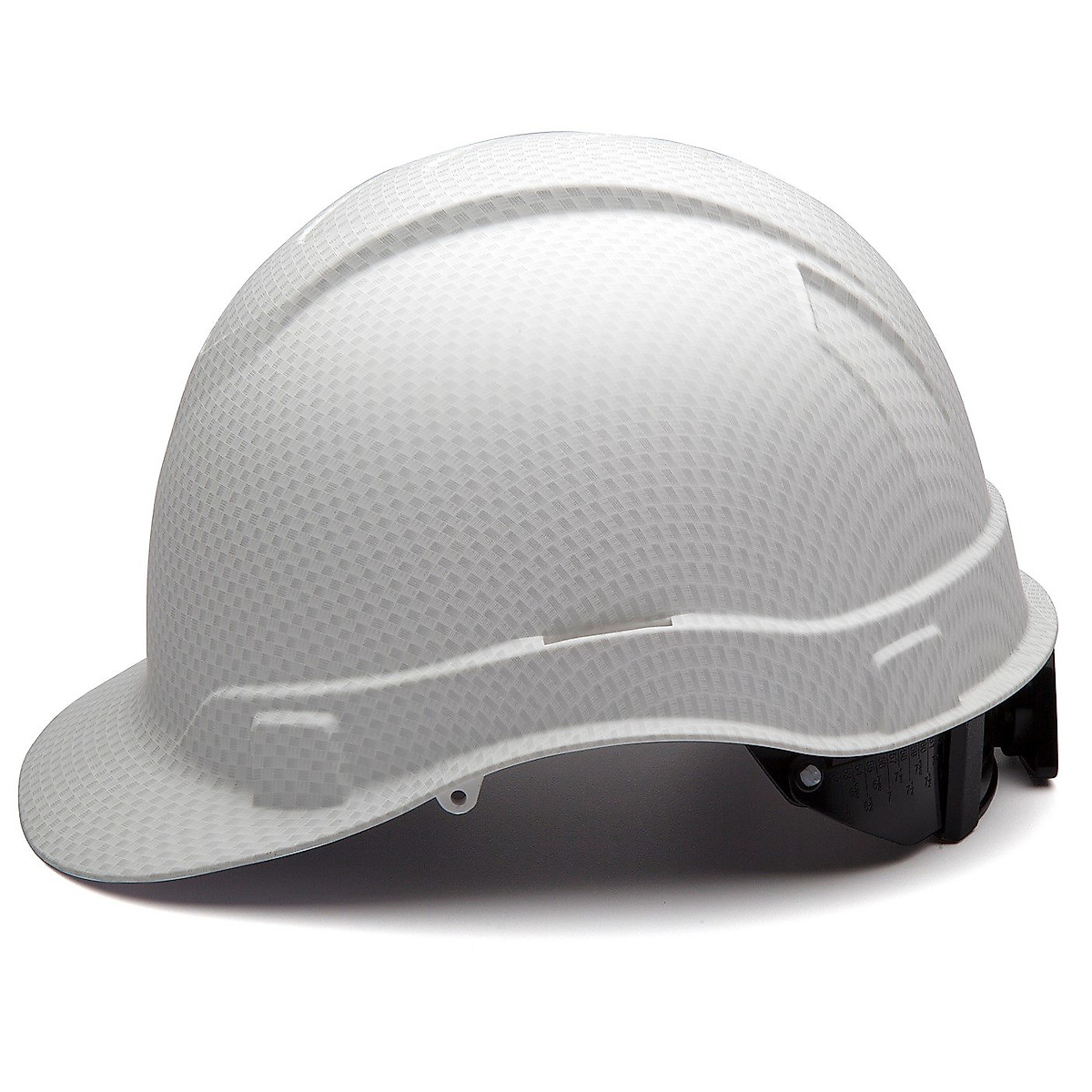 Pyramex Ridgeline Cap Style Hard Hat, 4-Point Ratchet Suspension, Matte White Graphite Pattern
