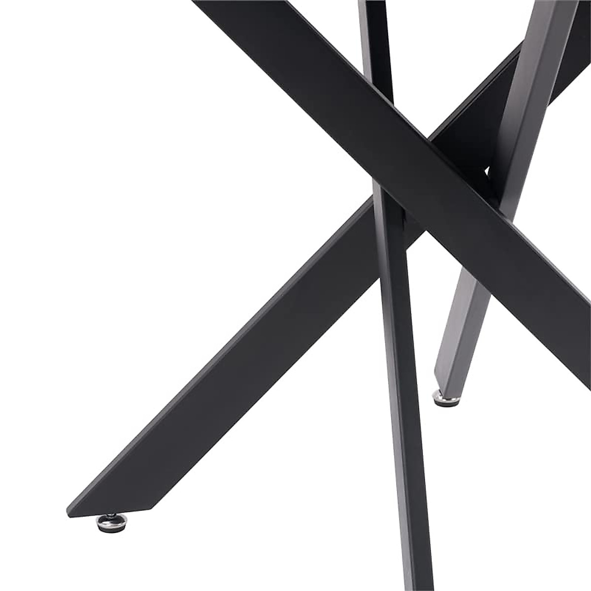 CorLiving Lennox Black Iron Metal Leg Trestle Dining Table with Marbled Top