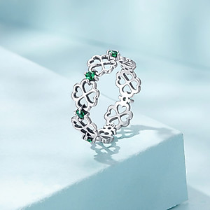 Teleye Four-leaf Clover Ring 925 Sterling Silver Ring for Women (7)
