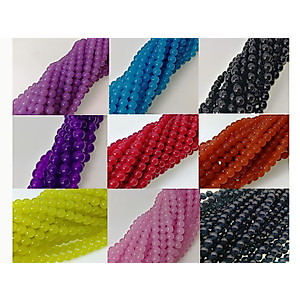 Pamir Tong 1000PCS 8mm Glass Round Beads Bulk， Imitative Jade Beads, Bracelet Loose Beads for Jewelry Making Earring, Necklaces, and DIY Crafts (8mm)