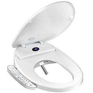 XCQQ Bidet Toilet Seat Elongated, Bidet Warm Water Rear & Front Oscillating Wash, Heated Toilet Seat, Warm Air Dryer, Soft Close Toilet Lid, Night Light, Smart Toilet Seat with Bidet Requires Outlet