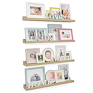Wallniture Denver 24" Book Shelves for Kids Room Decor and Nursery, Wood Floating Shelves for Wall, Natural Pine, Set of 4
