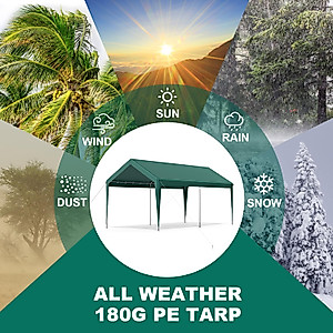 Raxmolo 10x20FT Heavy Duty Carport, Portable Car Canopy Garage Boat Shelter Party Tent, UV Resistant Waterproof Carport Canopy with Four Wind-Resistant Ropes, Green