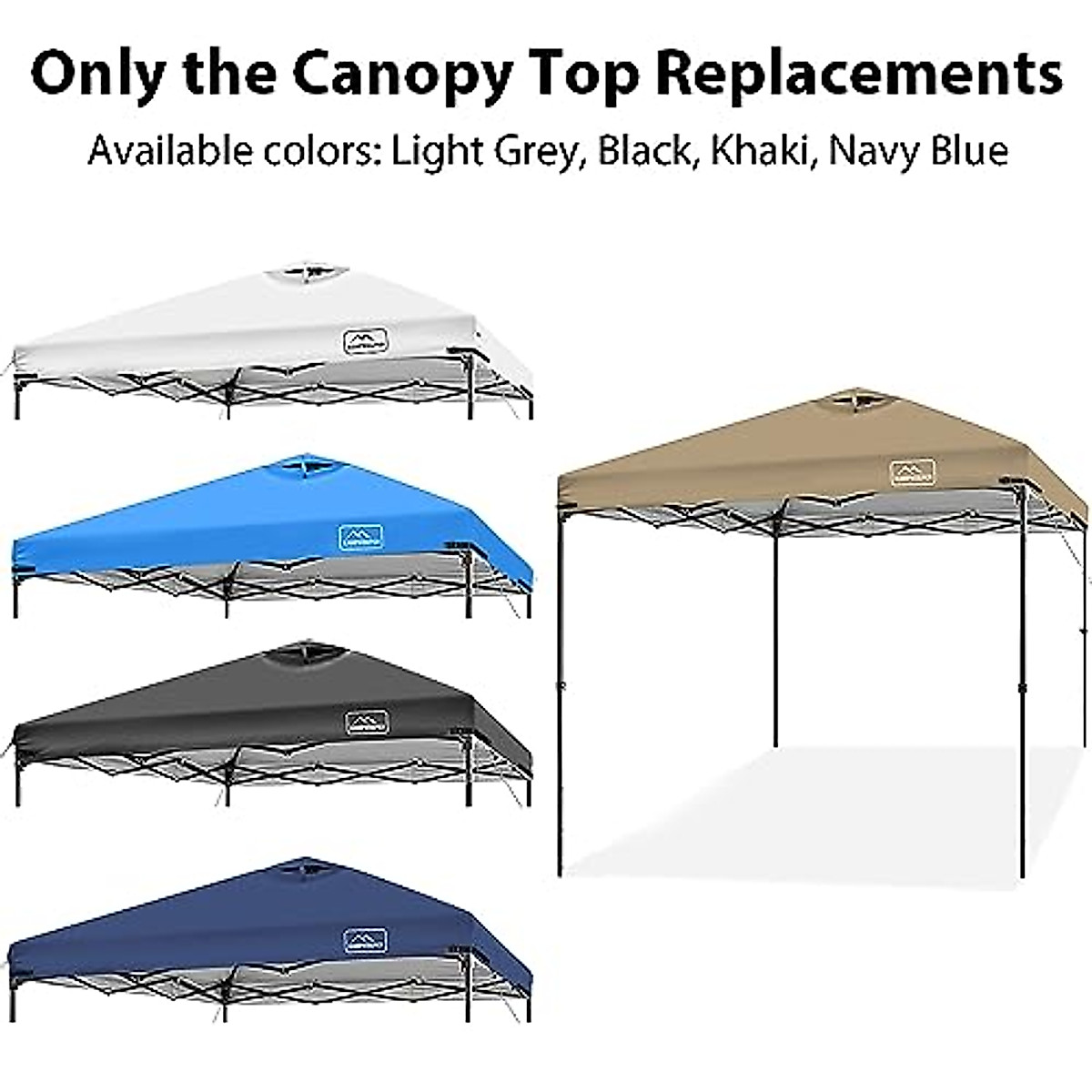 KAMPKEEPER 10x10 Pop Up Canopy Tent Top Replacement Cover Roof with Air Vent, Polyester UV 30 Waterproof for Outdoor Garden Patio Pavilion Sun Shade(Top Only) (Khaki)