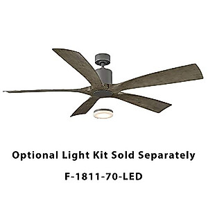 Modern Forms FR-W1811-70-GH/WG Aviator Indoor or Outdoor Smart Home Ceiling Fan with Wall Control, 70in Blade Span, Graphi...