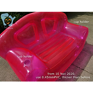La funcosa Inflatable Clear Pink Double Person Sofa Blow UP Chairs Portable Camping Yard Couchs Inflatable Patio Furniture