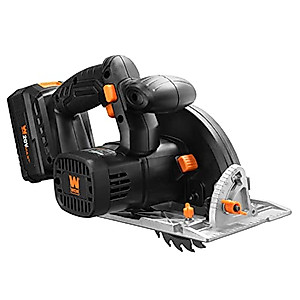 WEN Cordless Circular Saw, 6.5-Inch Blade with 20V Max 4.0 Ah Lithium-Ion Battery and Charger (20625)