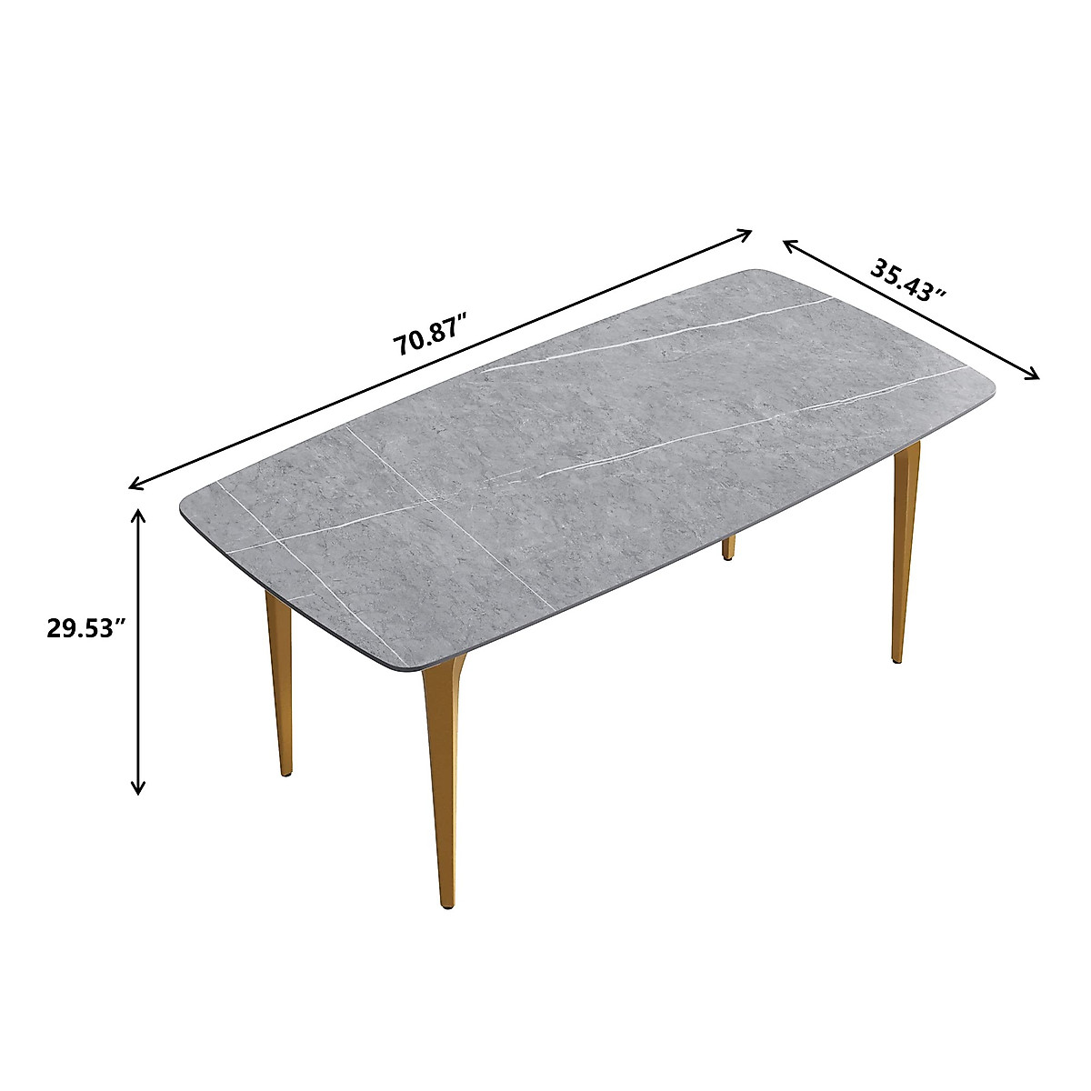 Voohek, 6-12 Kitchen Dining Table, with Artificial Marble Stone Top, Metal Leg, for Living Room, 6-8 People (No Chairs), Gray