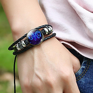 LIU JUN Zodiac Signs Spirit Bracelet For Women, Multilayer Adjustable Twelve 12 Constellation Leather Handmade Woven Wristband Men Constellation Lover Gifts Jewelry (Taurus)