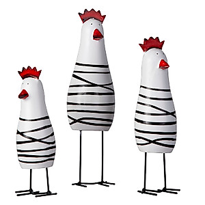 Greencherry Wood Cute Chicken Chook Carving Figurines for Home Decor Pack of 3 Pcs