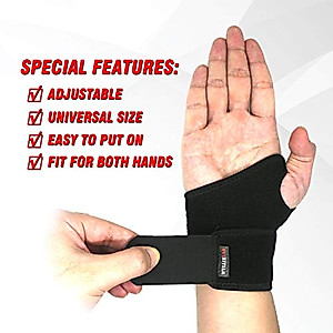 Wrist Brace for Carpal Tunnel, Comfortable and Adjustable Wrist Support Brace for Arthritis and Tendinitis, Wrist Compression Wrap for Pain Relief, Fit for Both Left Hand and Right Hand – Single