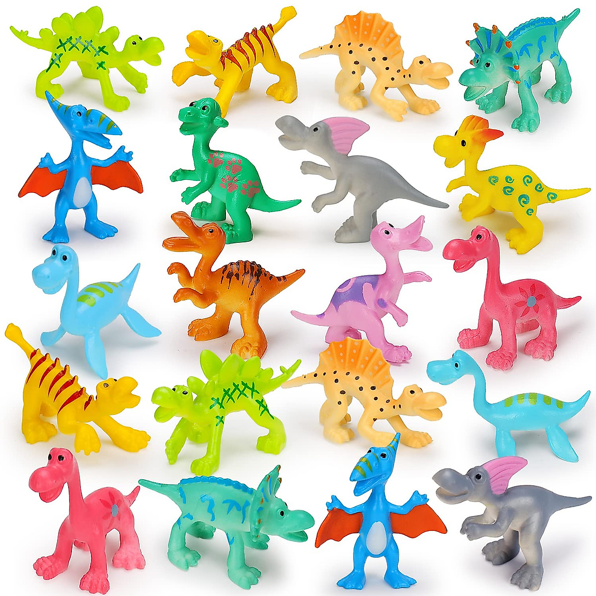 36 PCS Dinosaur Bulk Toys Goodie Bags Stuffers Gifts for Kids School Prizes for Classroom Birthday Party Favors for Boys Girls Cupcake Toppers Pinata Fillers Treasure Box Toys
