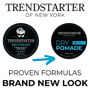 TRENDSTARTER - DRY POMADE (4oz) - Firm Hold - Low Shine - Water-Based Gel Type Pomade - All-Day Hold Premium Hair Styling Products