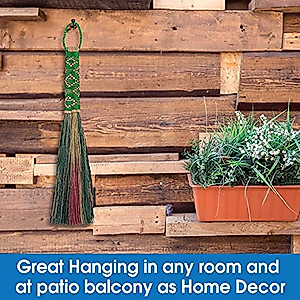 14 inch 0verall Length of Colorful Dusting Brushes Grass Broom Bamboo Embroidered Woven Nylon Thread Handle for Sweeping Dirt, Dust, Debris Ceiling Wall, Cabinet