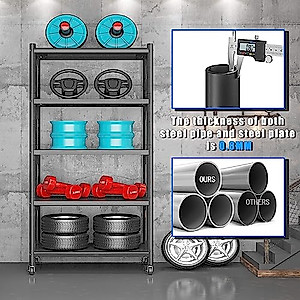 5 Tier Lightweight Storage Metal Shelves, Kitchen Storage Shelves Garage Shelving Unit, Large Capacity Storage Rack, Utility Shelf for Pantry Closet Office Laundry (32" Lx16“ Wx63” H)