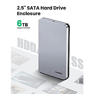 UGREEN USB C Hard Drive Enclosure for 2.5" SATA SSD HDD Aluminum USB C to SATA Adapter USB 3.1 Gen 2 Support UASP SATA III Compatible with MacBook Pro Air WD Seagate Toshiba Samsung Hitachi