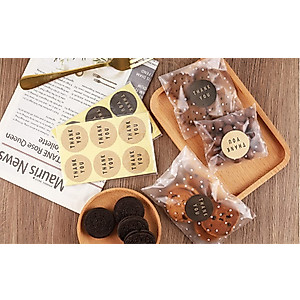 200PACK Self Adhesive Cookie Bags Cellophane Treat Bags Thank You Candy Bags for Gift Giving with Stickers(White Polka Dot,5.5x5.5 INCH)