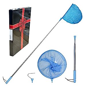 Pool Skimmer Net with Adjustable 106 Inches Lightweight Telescopic Pole Leaf Skimmer Mesh Rake Net for Spa Pond Swimming Pool, Pool Cleaner Supplies,Detachable net and hooks Great choice for gifts
