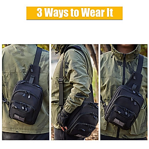 Pvnoocy Tactical Sling Bag Compact EDC Bag Concealed Carry Shoulder Bag Chest Pack for Range, Travel, Hiking, Hunting, Cycling, Outdoor Sports