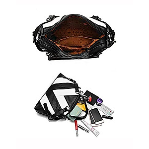 YAQUNICER Women Large-capacity Soft Synthetic PU Leather Portable Shoulder Top-Handle Handbags Tote Hobo Clutches-Black