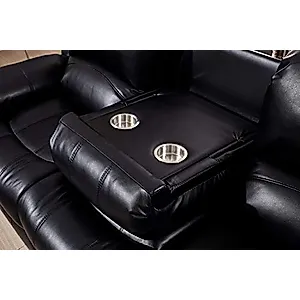 Betsy Furniture Power Reclining Bonded Leather Living Room Set (Black, Sofa)