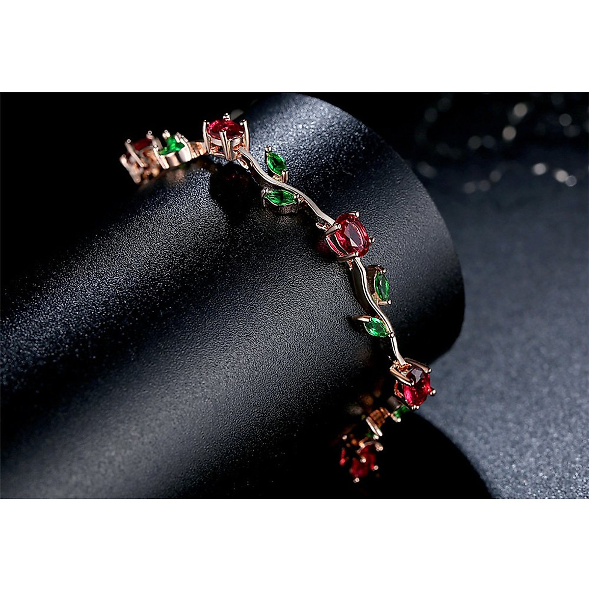 FEDONA 18k Yellow Gold-Plated Sterling Silver Diamond Accent Two-Tone Gemstone Tennis Bracelet Diamond Bangle Bracelet Colorful