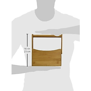 Lipper International 8842 Bamboo Wood Flatware Caddy with Folding Handle, 8-7/8" x 5-1/2" x 9-1/4"