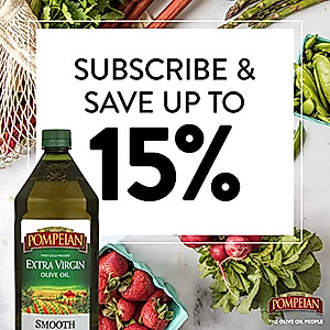Pompeian Smooth Extra Virgin Olive Oil, First Cold Pressed, Mild and Delicate Flavor, Perfect for Sauteing and Stir-Frying, Naturally Gluten Free, Non-Allergenic, Non-GMO, 48 FL. OZ., Single Bottle