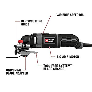 PORTER-CABLE Oscillating Tool Kit with 31-Piece Accessories, 3-Amp (PCE605K)