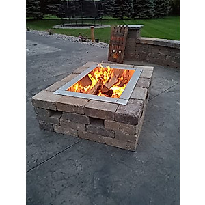 Firebuggz Heavy Duty Stainless Steel Fire Pit Ring Insert for Outdoors - 24”x 36” Rectagular Insert, 32”x 44” Outside Flange, 9" Height