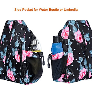 MOSISO Sling Backpack, Impatiens Crossbody Travel Hiking Daypack Chest Bag with Anti-theft Pocket, Black